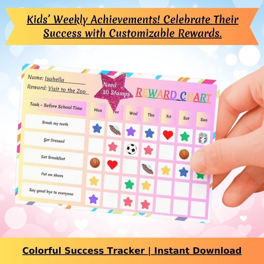 Customizable Printable Weekly Reward Chart for Kids | Toddlers and ...
