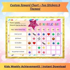 Customizable Printable Weekly Reward Chart for Kids | Toddlers and ...