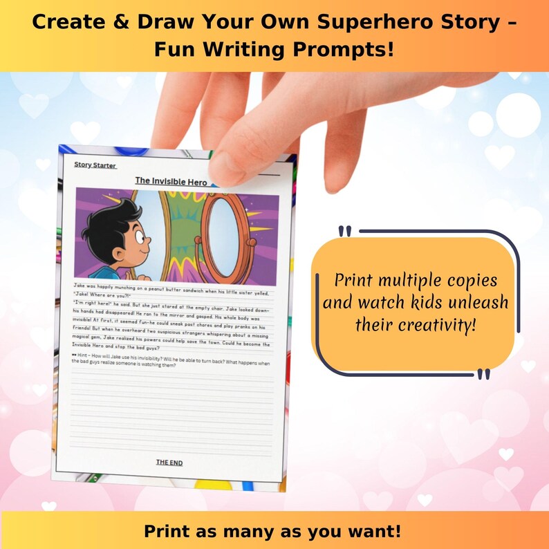 Superhero Writing Prompts for Kids | Printable Build-a-story Worksheets ...