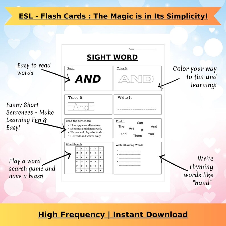 Sight Words Worksheets | 150 High Frequency Words | Preschool ...
