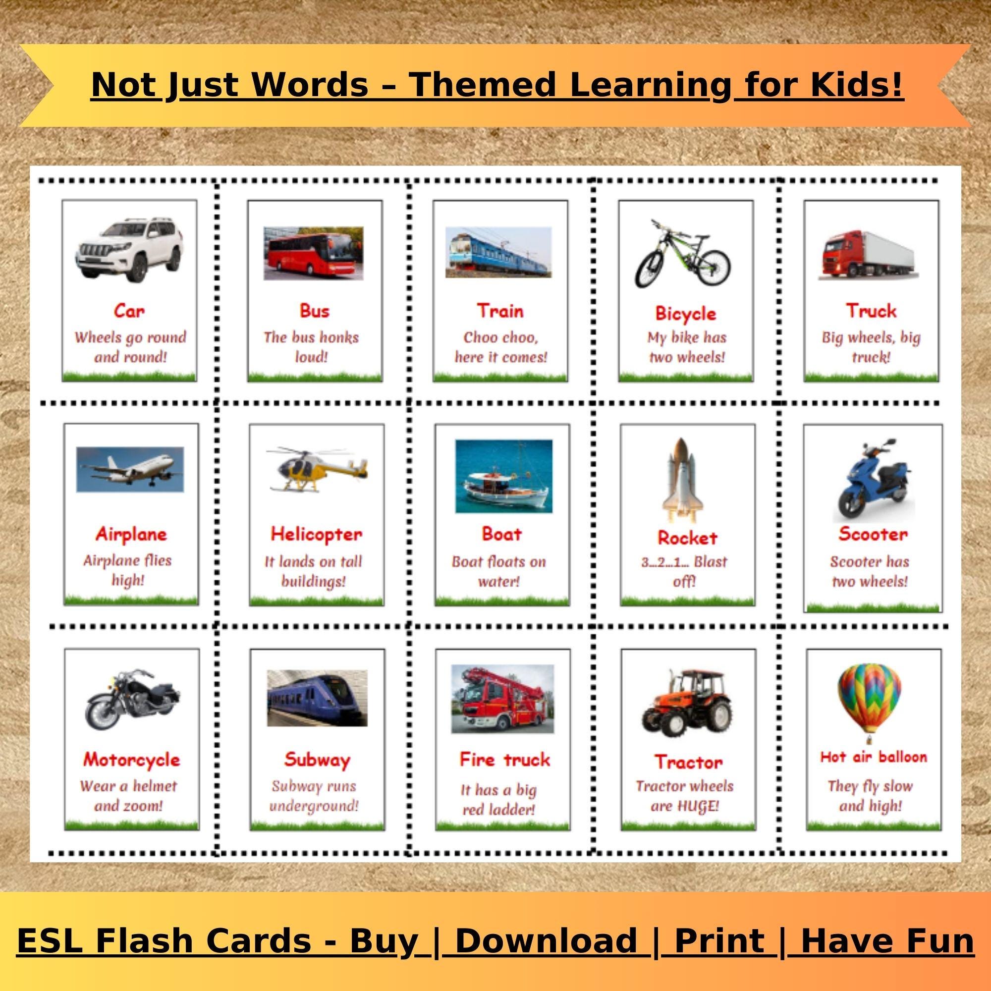 100 First Words Flashcards – ESL Vocabulary Builder (printable) - Etsy