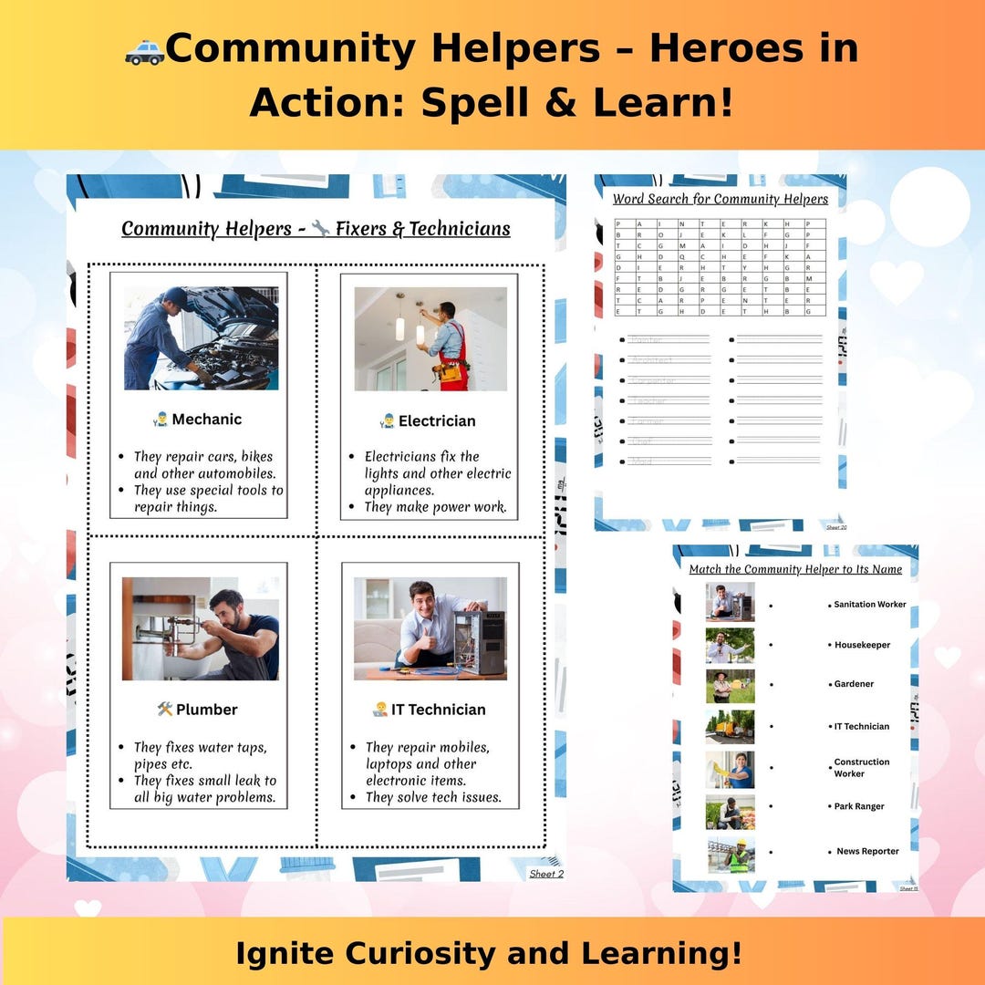 Learn About Community Helpers – Flashcard, Spelling, Tracing, Word ...