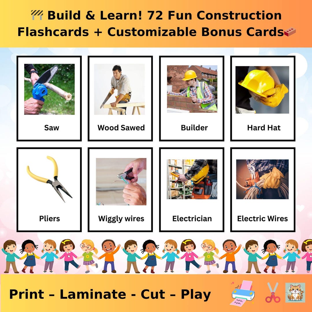 Construction Flashcards for Toddlers | Real Photo Cards Printable ...