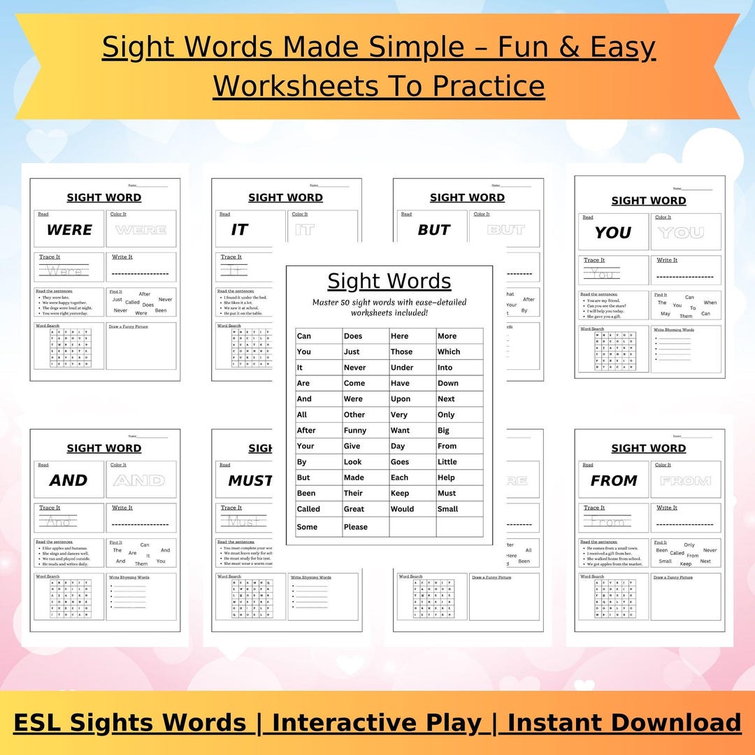 Sight Words Practice PDF | 150 High-frequency Flashcards and Worksheets ...