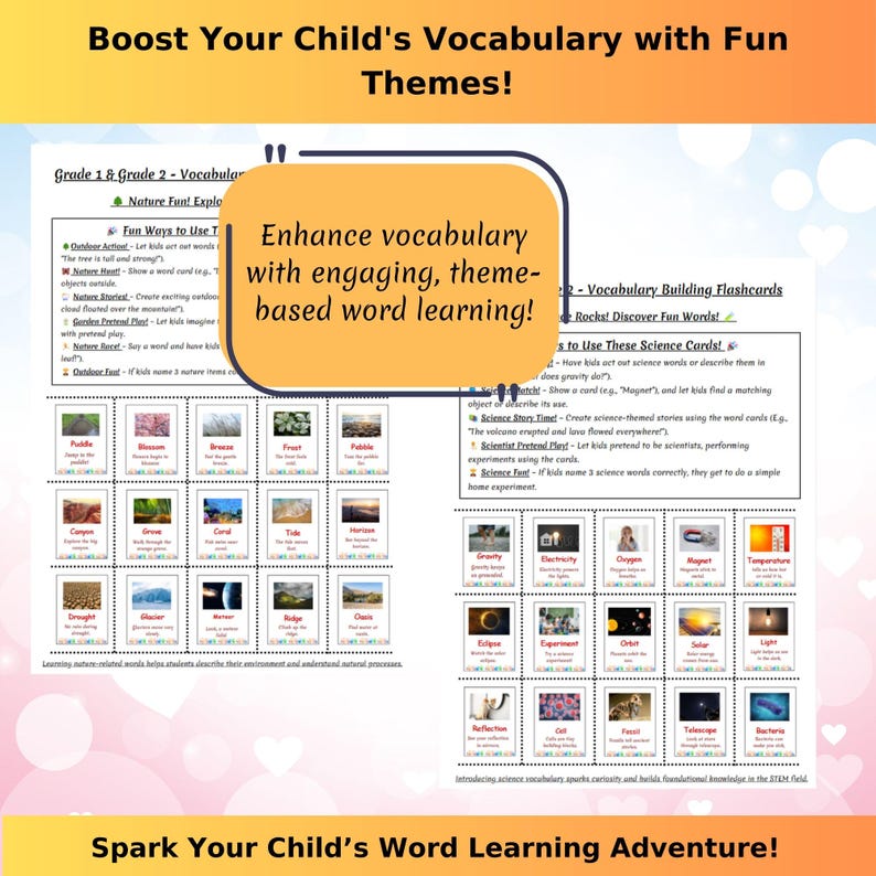 Kindergarten and Grade 1 Vocabulary Flashcards | 150 Fun Word Building ...