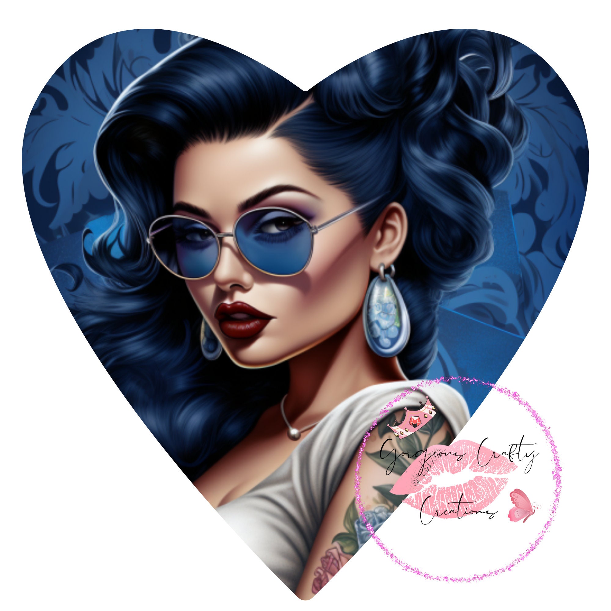 Latina | Beautiful Rockabilly Chicana (blue) | Sublimation Design ...