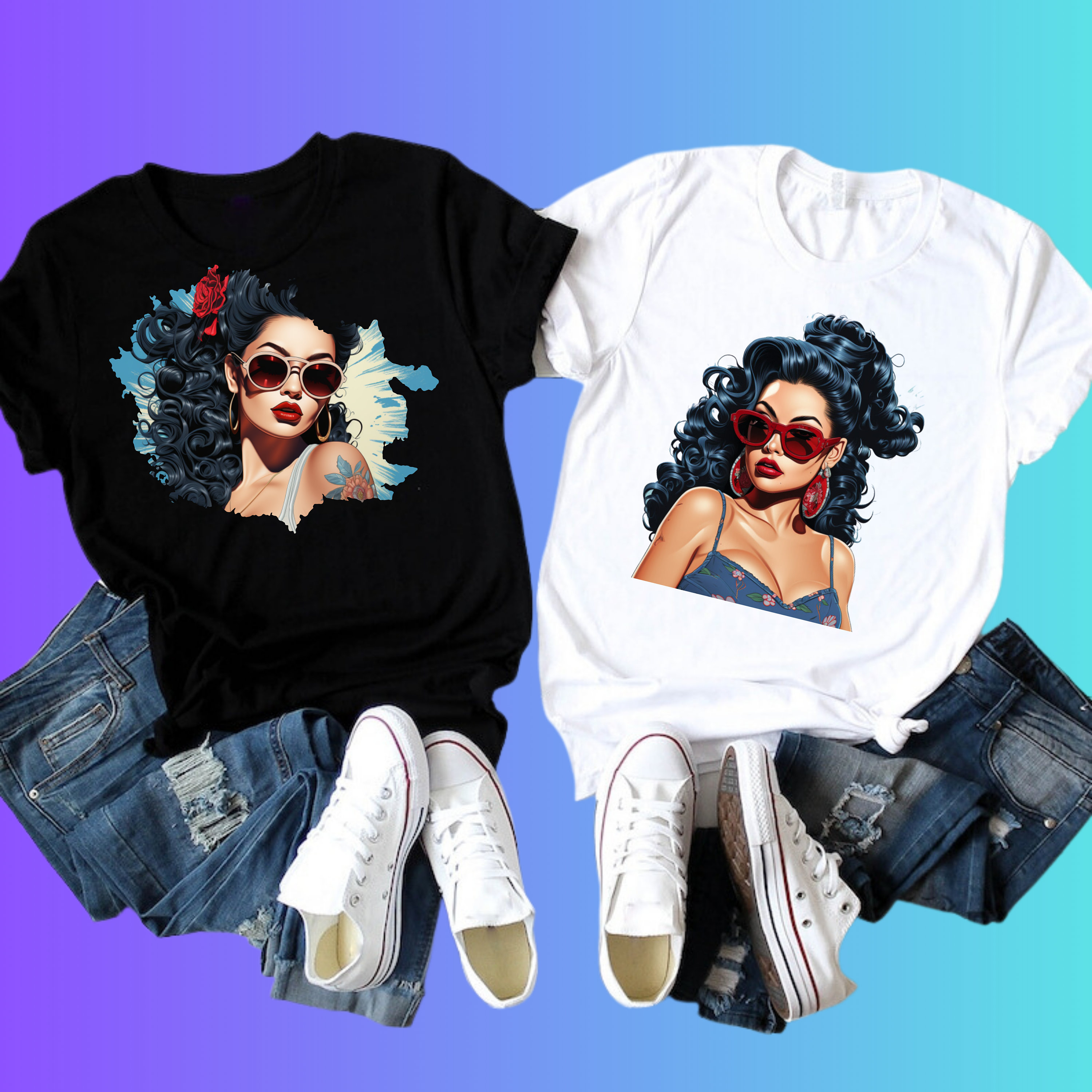 Rockabilly Style Woman With Blue Hair| Beautiful Rockabilly Chicana ...