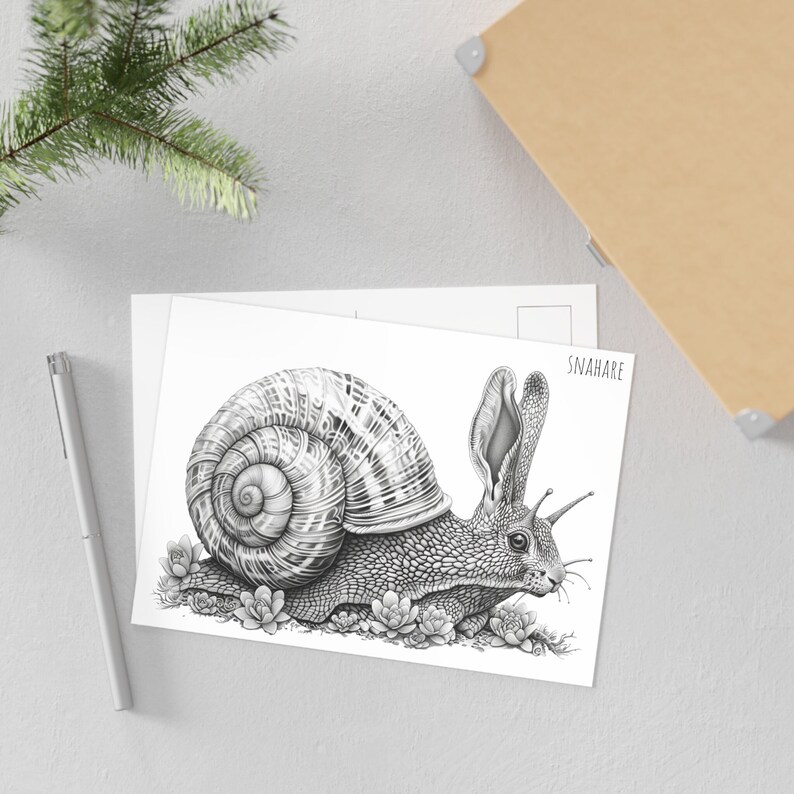 Snahare Fine Art Digital File for Postcards | Combination Snail Hare ...