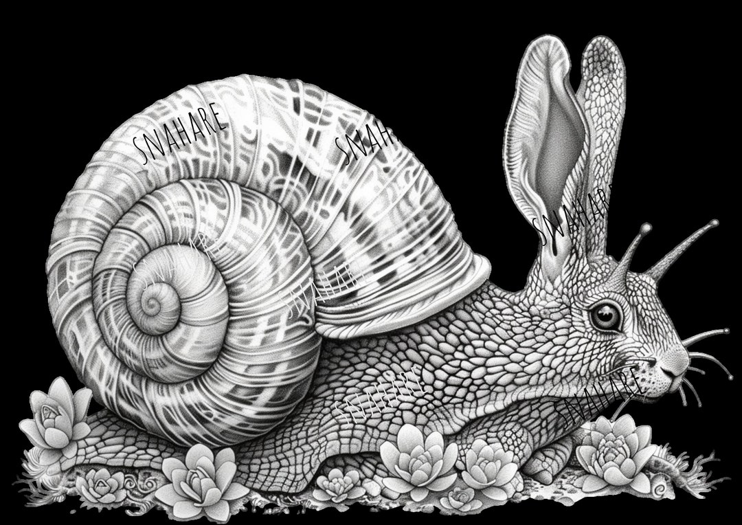 Snahare Fine Art Digital File for Postcards | Combination Snail Hare ...