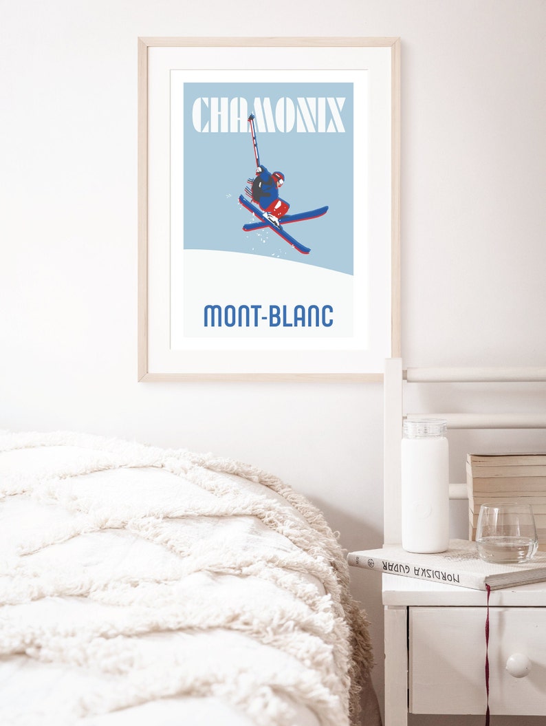 Skier Print, Chamonix Mont-blanc, Wall Art, Graphic Print, DIGITAL ...