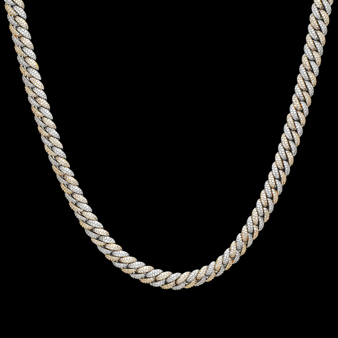 Two-toned ICED CUBAN Chain Silver & Gold - Etsy