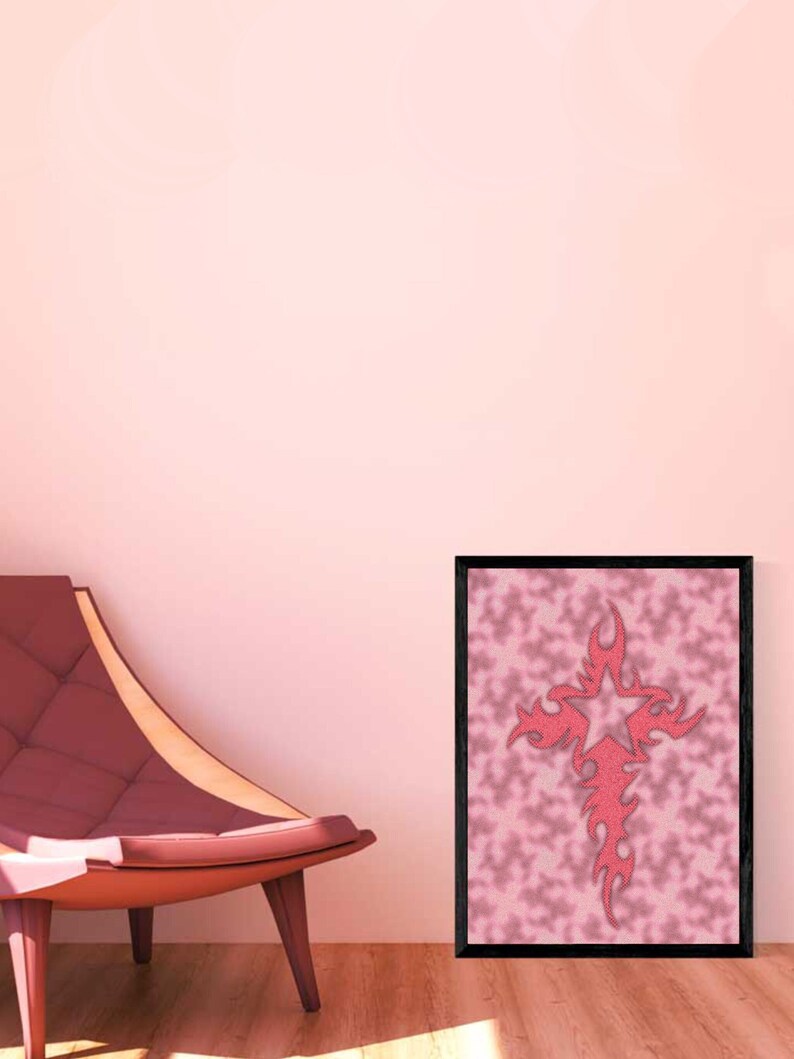Y2K Hot Pink Poster Digital Wall Art Trendy Cross 2000's Sparkle Design ...