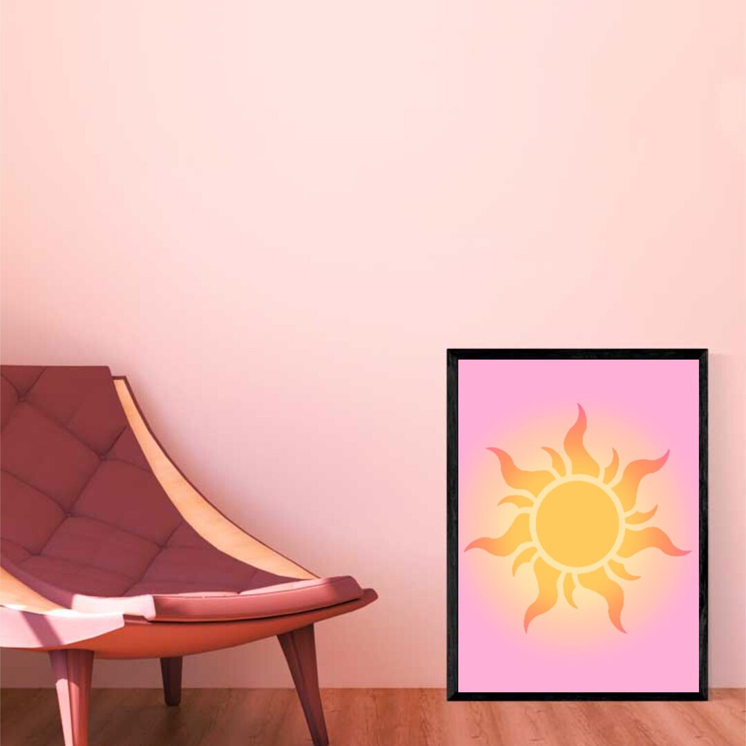Pink Sun Poster Aura Digital Print Handmade - Etsy