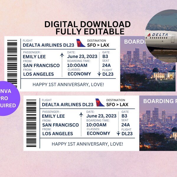 Delta Airline Ticket - Etsy