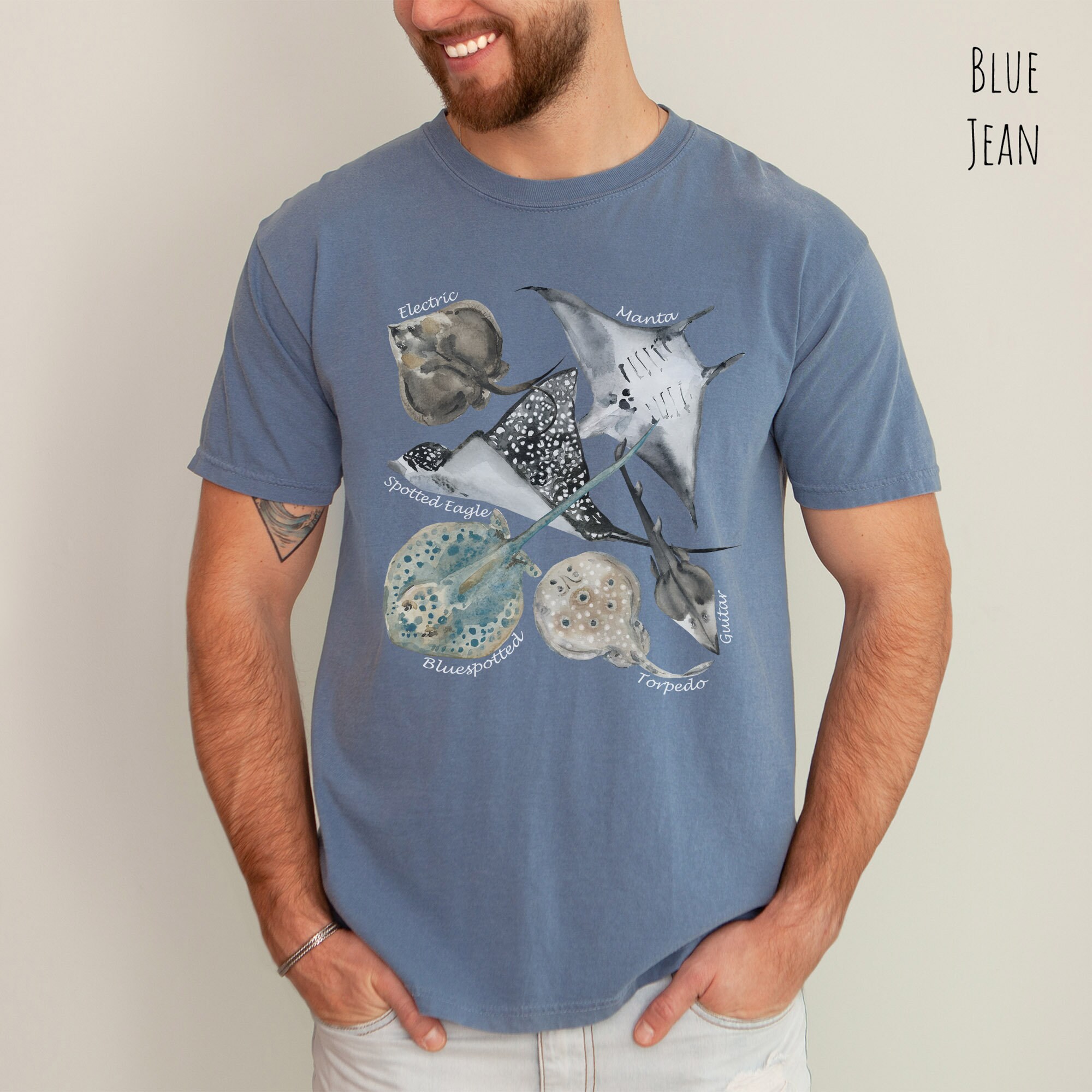 Unisex Ocean Rays Tee, Stingray Manta Ray Ocean Sealife T-shirt, Marine ...