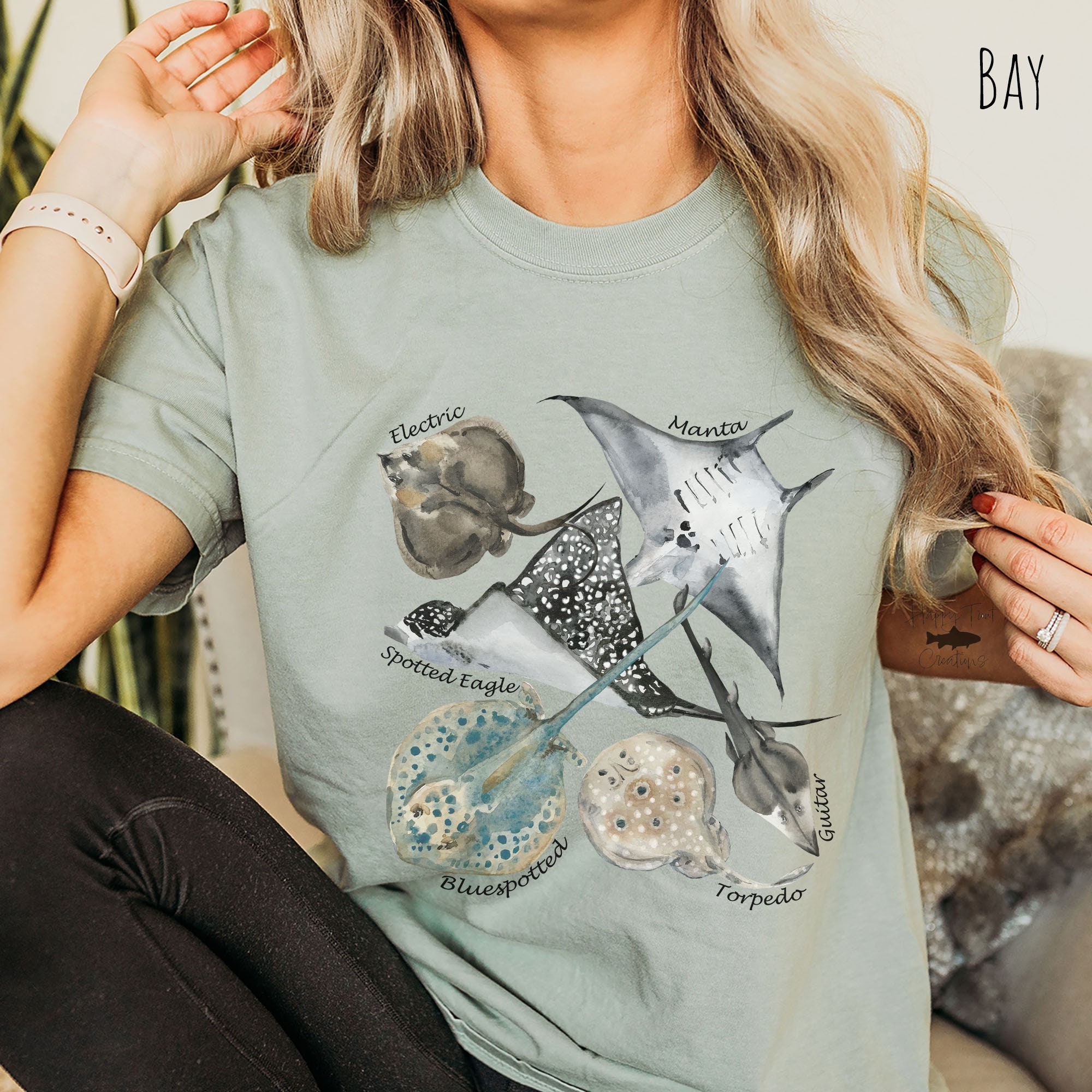 Unisex Ocean Rays Tee, Stingray Manta Ray Ocean Sealife T-shirt, Marine ...