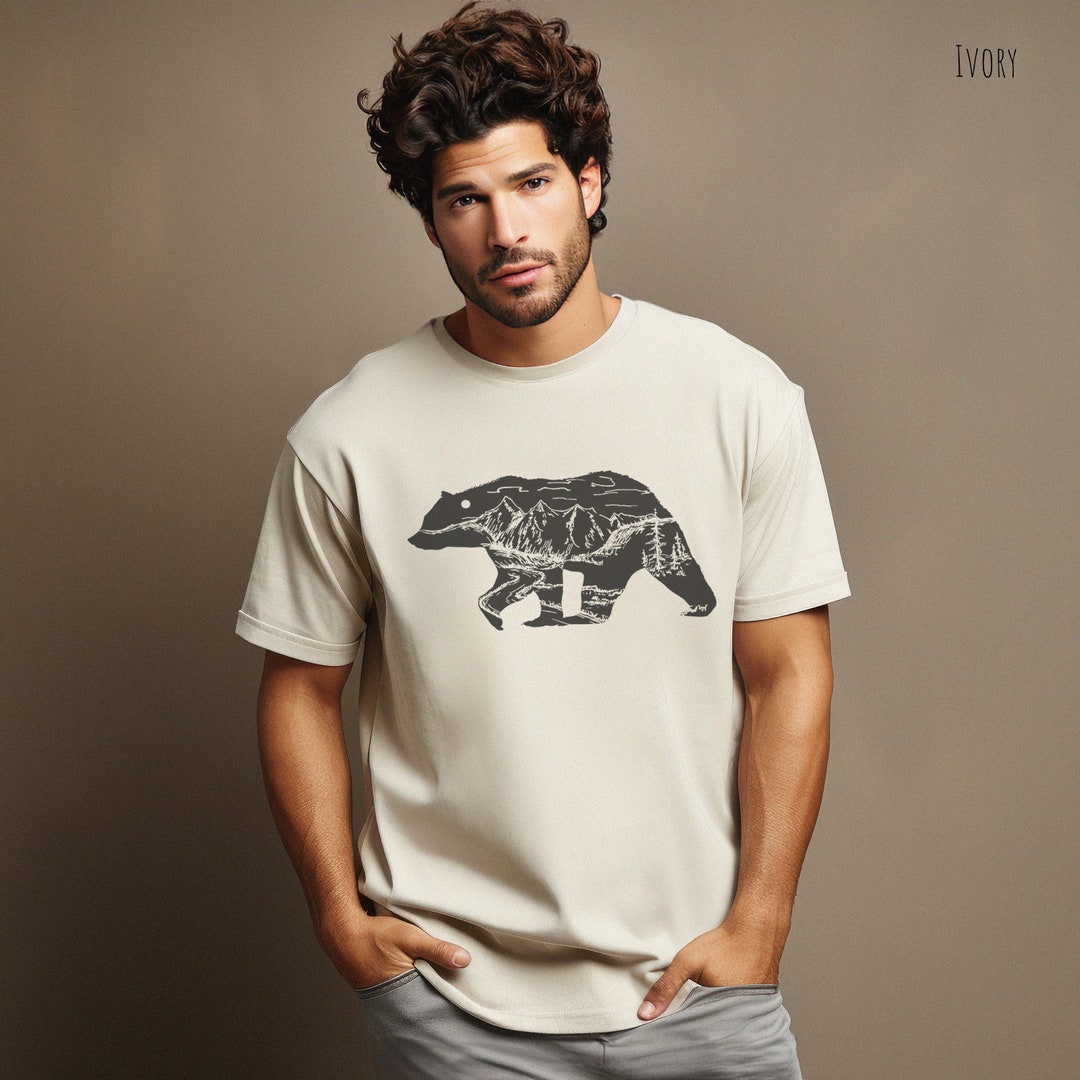 Mountain Bear Shirt, Nature Shirt, Summer Shirt, Hiking Shirt, Camping ...