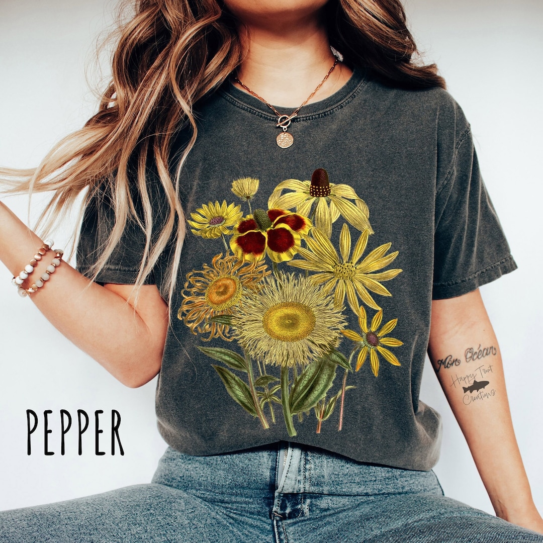 Sunflowers Shirt, Pressed Flowers Tshirt, Sunflower T Shirt, Gardening ...