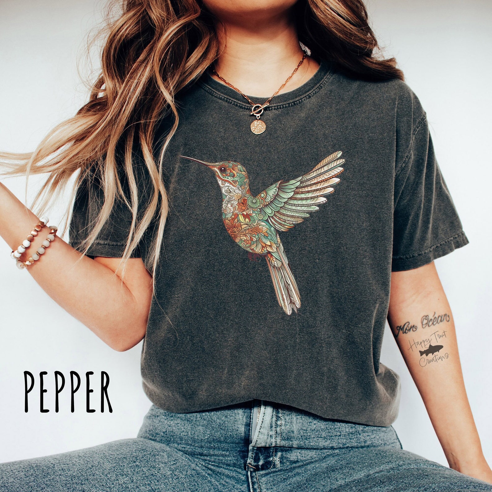 Boho Floral Hummingbird Shirt, Nature Shirt, Bird Shirt, Summer Shirt ...