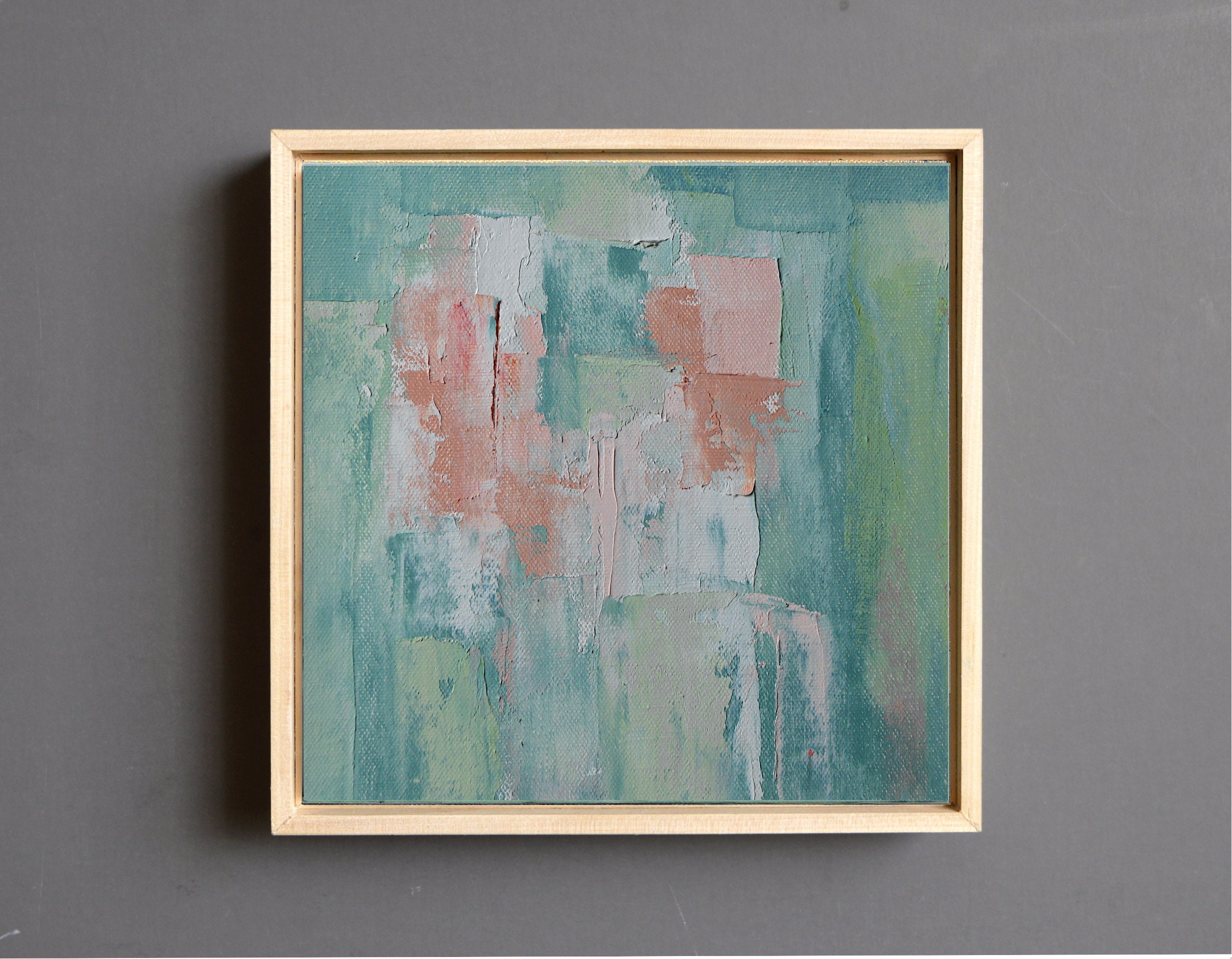 Original Abstract Oil Painting, Small Framed Painting on Canvas Board ...