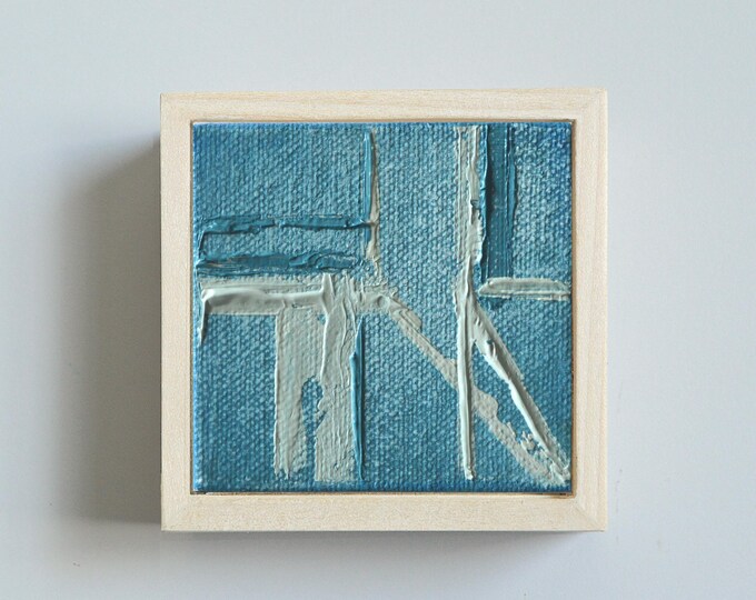 Original Miniature Abstract Oil Painting Framed, Original Small Modern ...