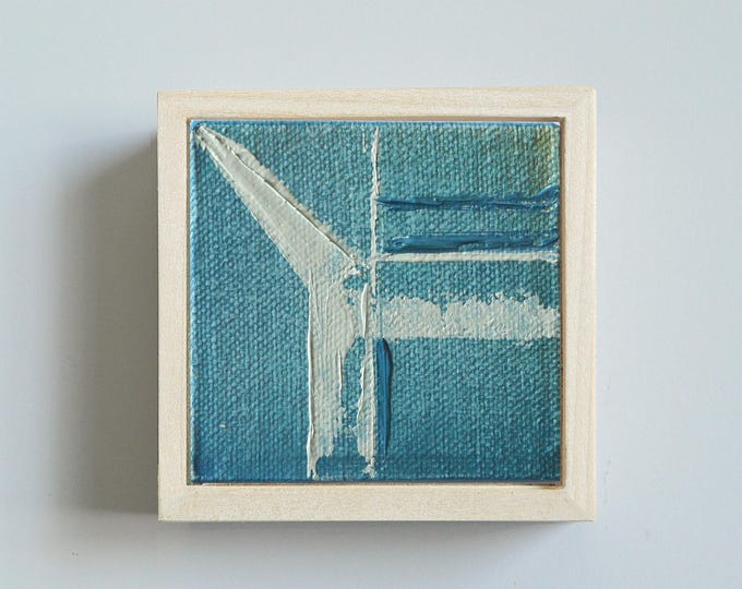 Miniature Original Abstract Oil Painting Framed, Small Modern and ...