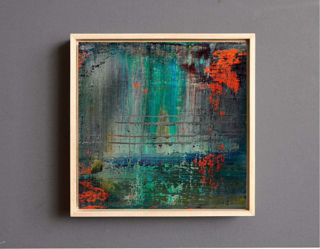 Original Small Abstract Framed Oil Painting on Canvas Board, One of a ...