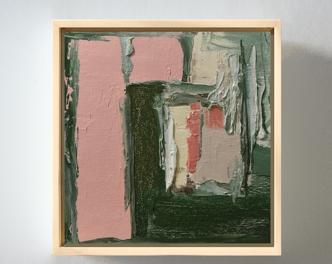 Small Abstract Oil Painting Framed | Handmade Floating Frame | Original ...