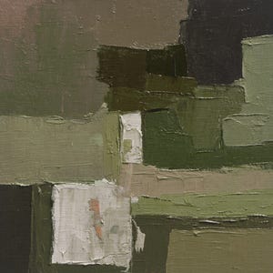 Original Small Abstract Olive Green Painting, One of a Kind Framed Oil ...