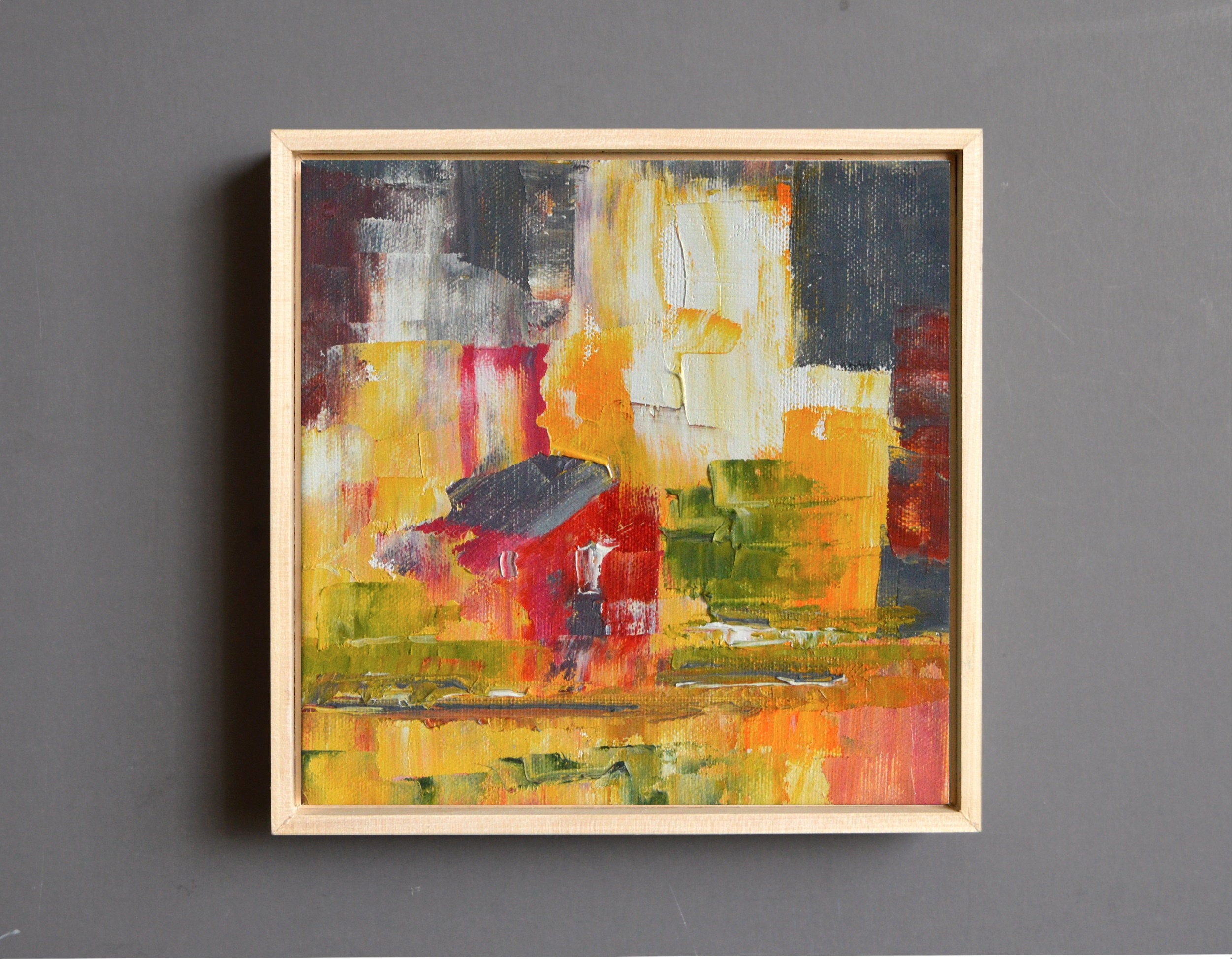 One of a Kind Original Abstract Oil Painting, Small Framed Painting on ...