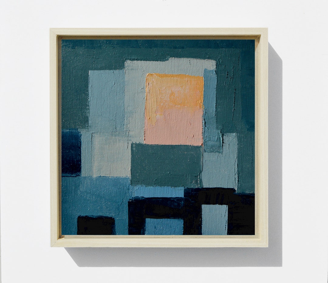 Original Small Abstract Painting Framed, One of a Kind Oil on Canvas ...