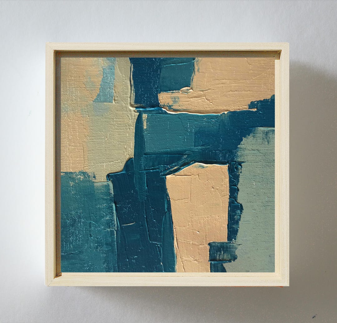 Original Abstract Oil Painting – Modern Geometric Art, Framed Canvas ...
