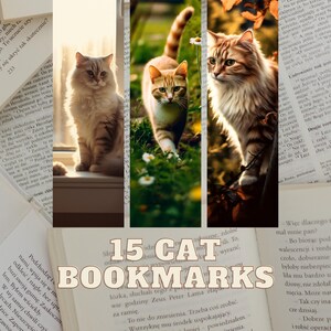 15 Cat Bookmarks Marque Page, Instant Download, Bookmark Bundle, Cute ...