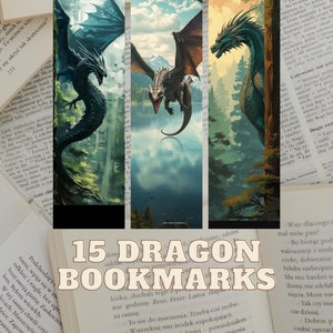 15 Dragon Bookmarks - Marque Page, Instant Download, Bookmark Bundle ...