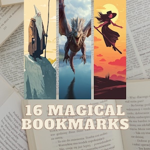 16 Magical Bookmarks Marque Page, Instant Download, Bookmark Bundle ...