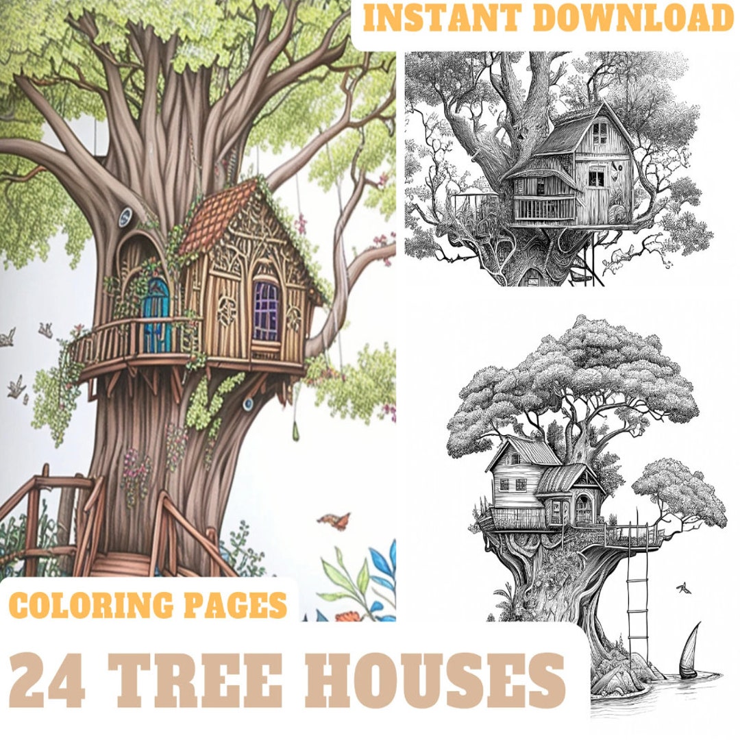24 Tree Houses coloring Book coloring Book Pdf coloring Pages stoner ...