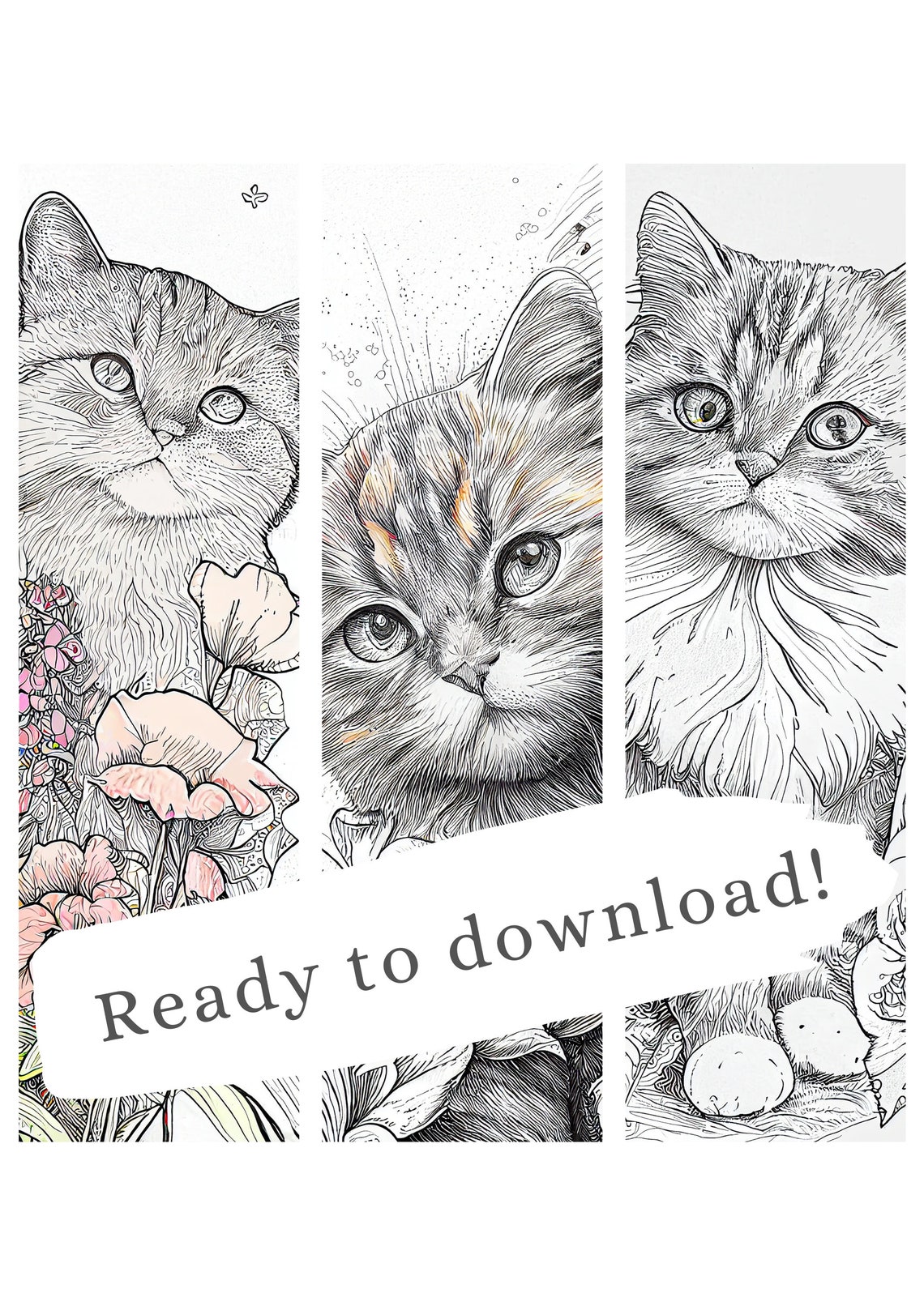 Cat Bookmark Marque Page 12 Cat Bookmarks instant Download Cute ...