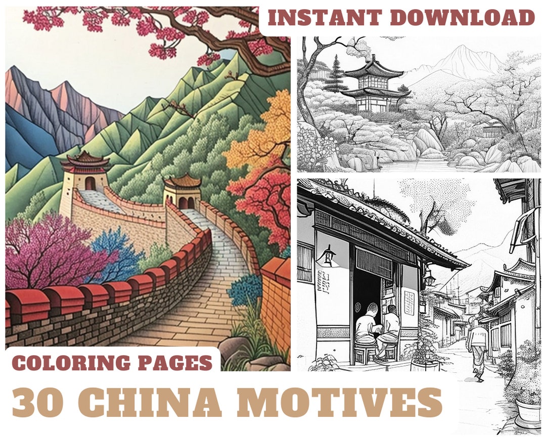 Chinese Coloring Book 30 Pics coloring Book Pdf coloring - Etsy