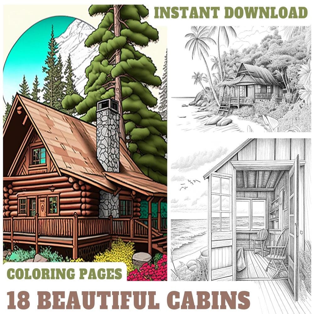 Coloring Book 18 Dreamy Cabins Adult Coloring Book coloring Book Pdf ...