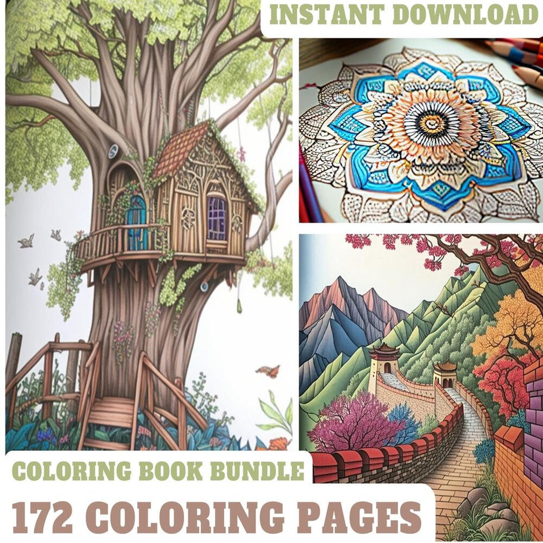 Coloring Book Bundle | 172 Pics | Adult Coloring Book | coloring Book ...