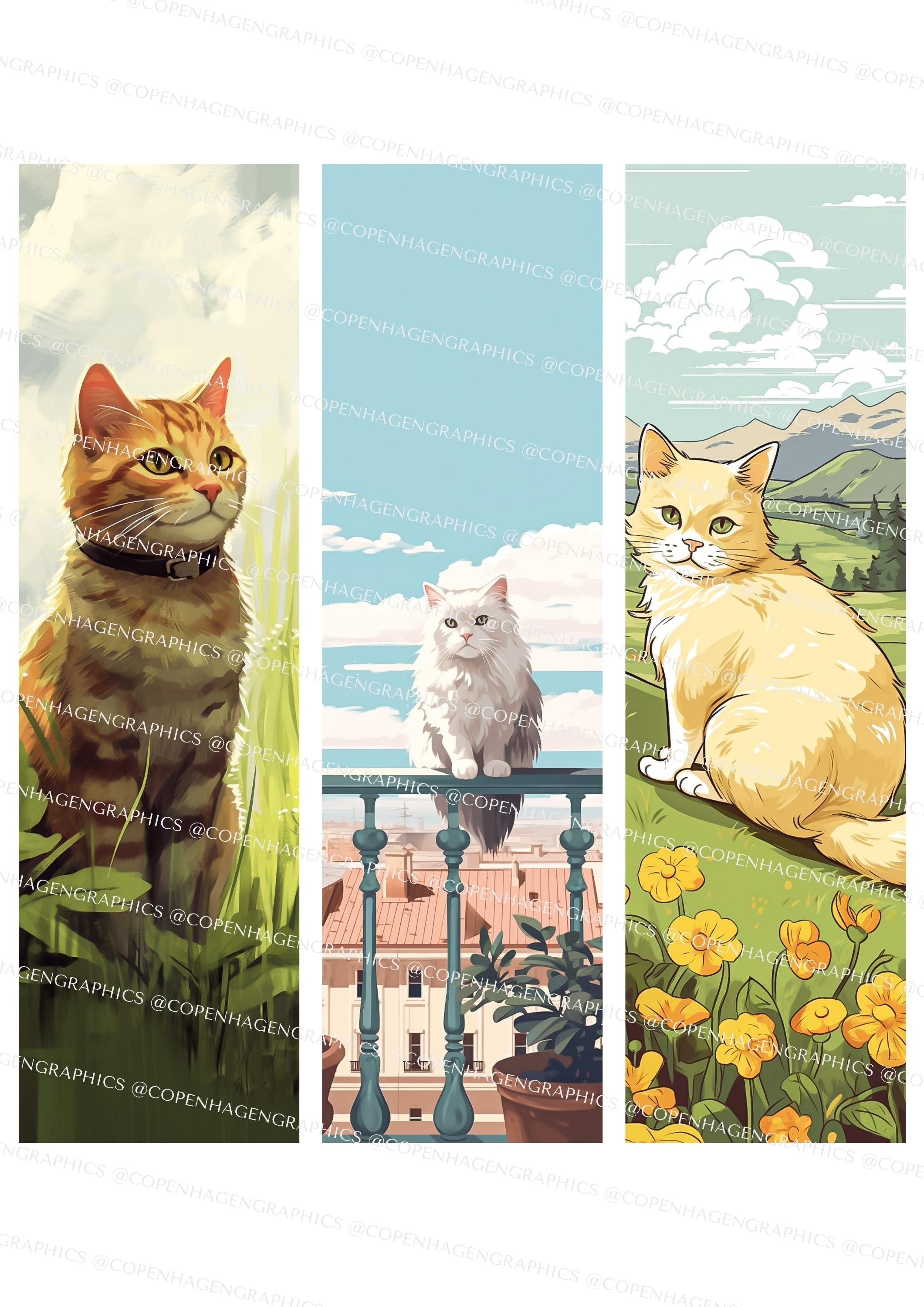 15 Cat Bookmarks Marque Page, Instant Download, Bookmark Bundle, Cute ...