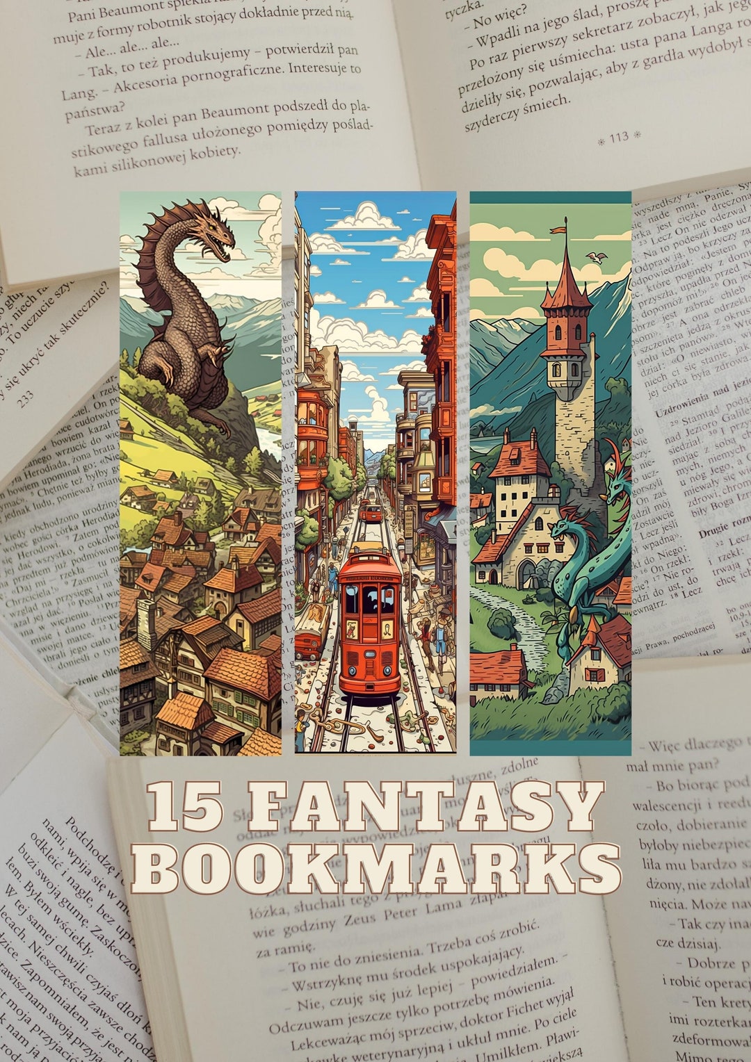 15 Fantasy Bookmarks Marque Page, Instant Download, Bookmark Bundle ...