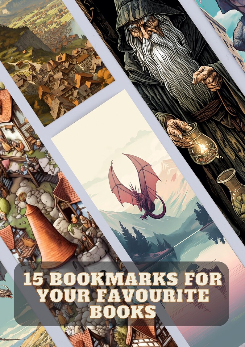 15 Fantasy Bookmarks Marque Page, Instant Download, Bookmark Bundle ...