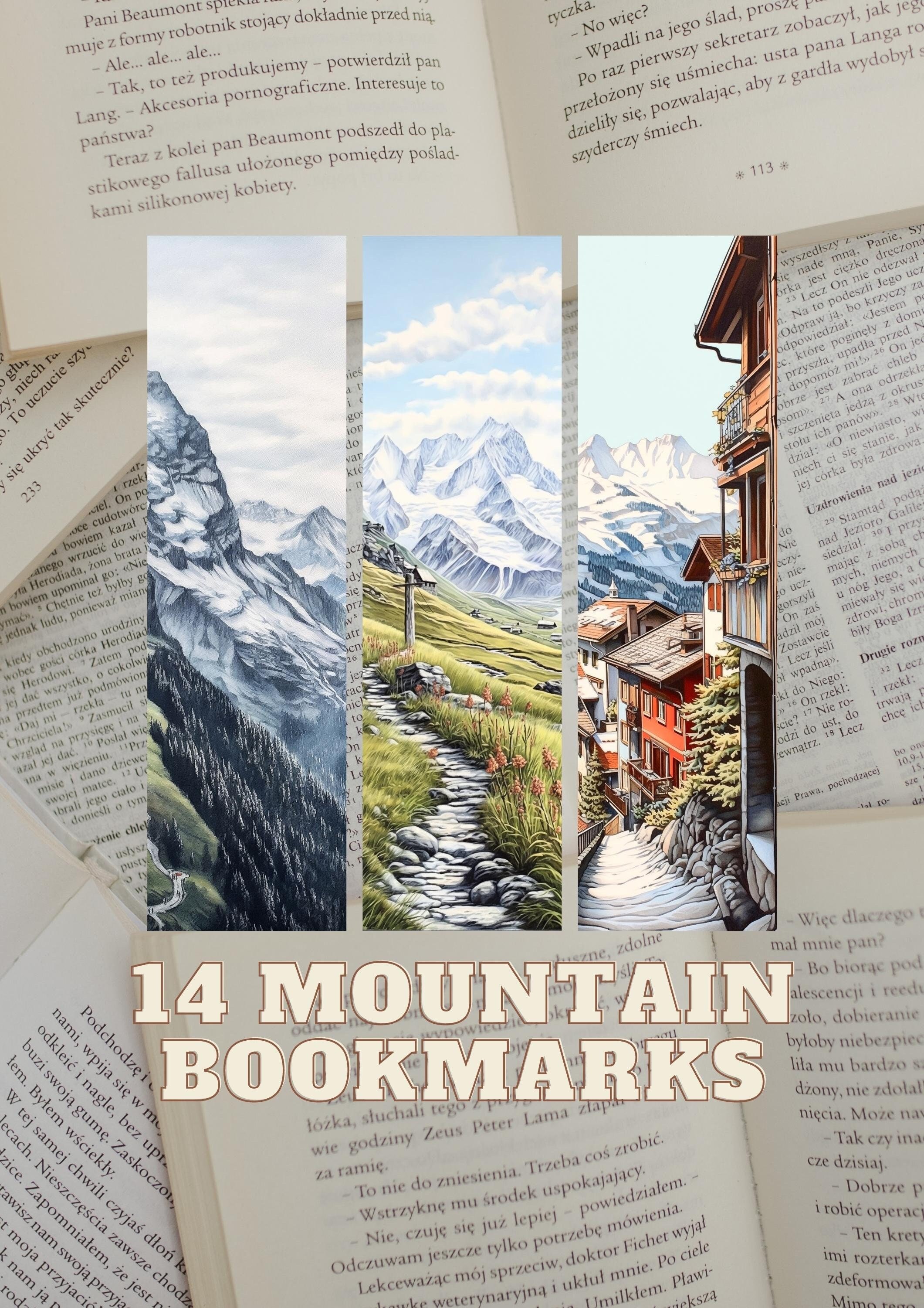 14 Mountain Bookmarks Marque Page, Instant Download, Bookmark Bundle ...