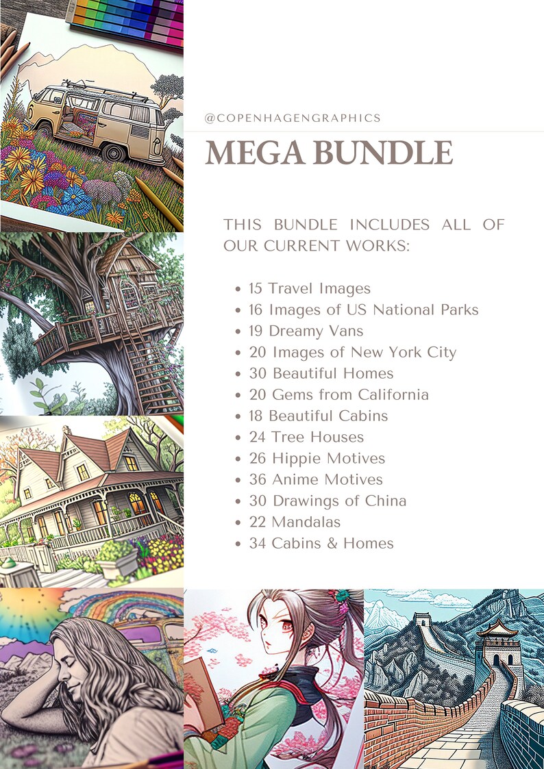 Coloring Book Bundle | 300+ Pics | Adult Coloring Book | coloring Book ...