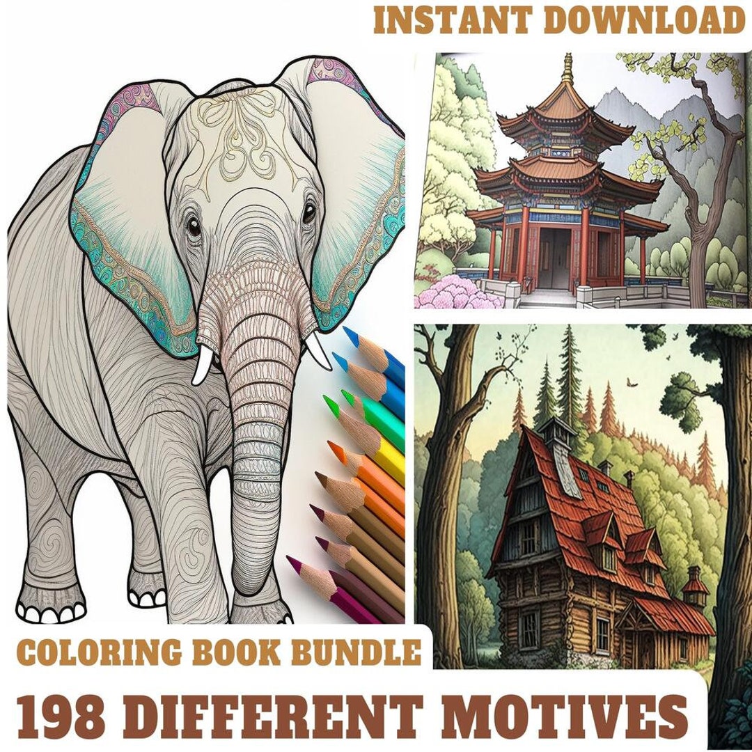 Coloring Book Bundle | 198 Motives | Kids coloring Book | coloring Book ...
