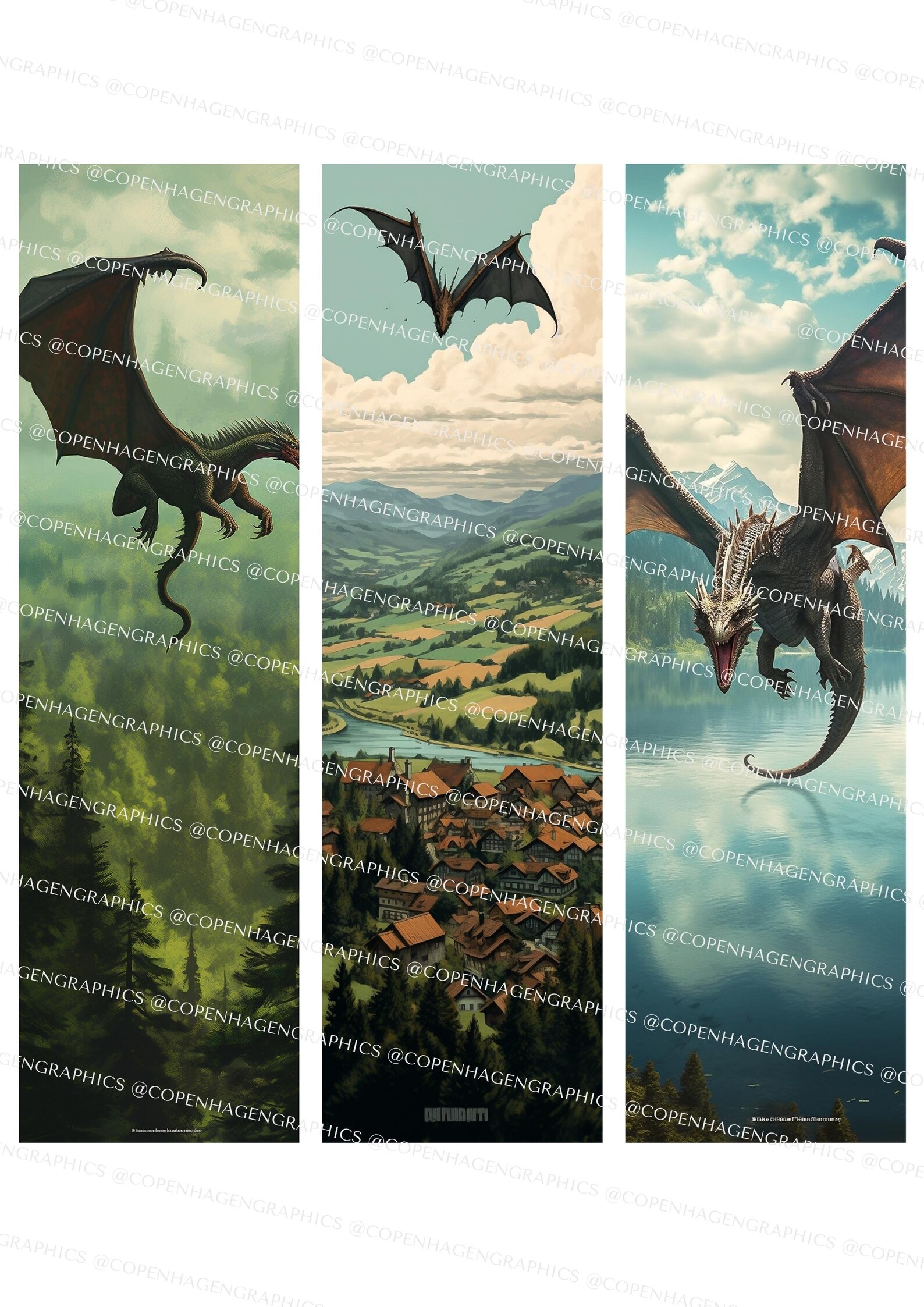 15 Dragon Bookmarks - Marque Page, Instant Download, Bookmark Bundle ...