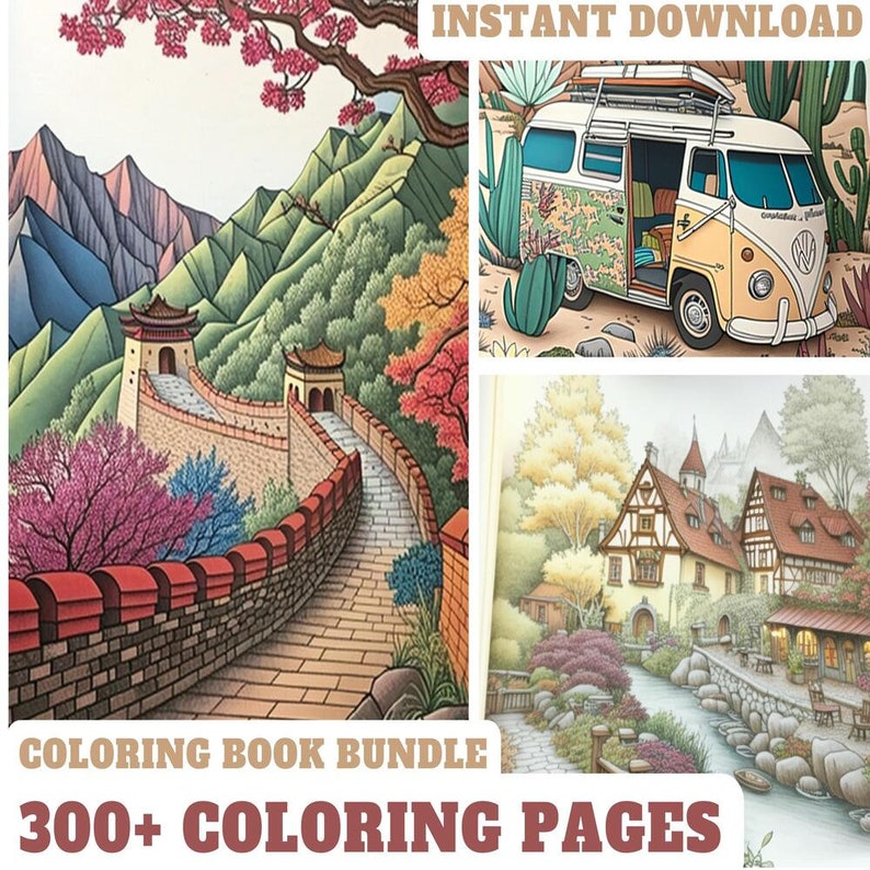 Coloring Book Bundle 300 Pics Adult Coloring Book coloring Book Pdf ...