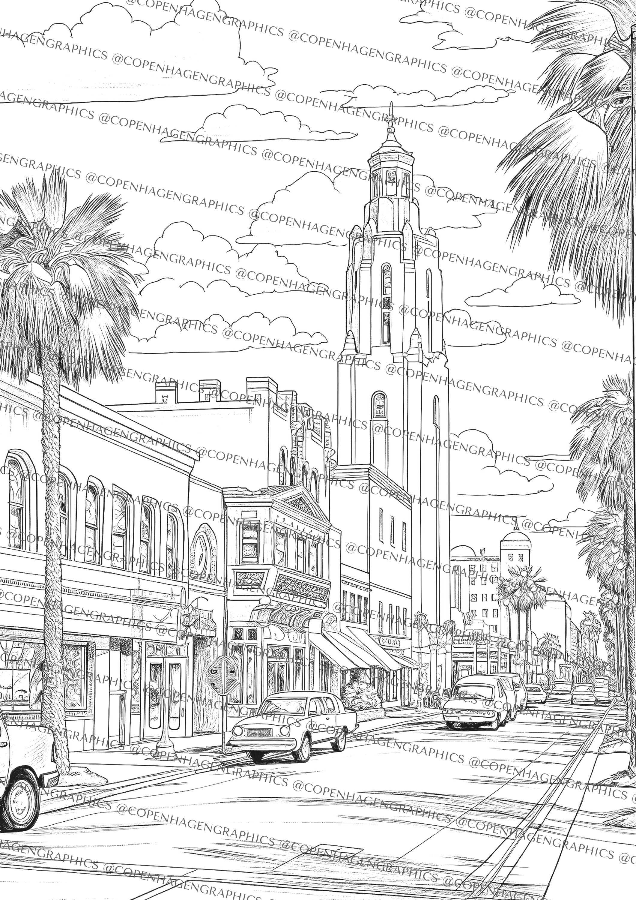 40 Los Angeles Coloring Pages Coloring Book, Printable PDF File, Stoner ...