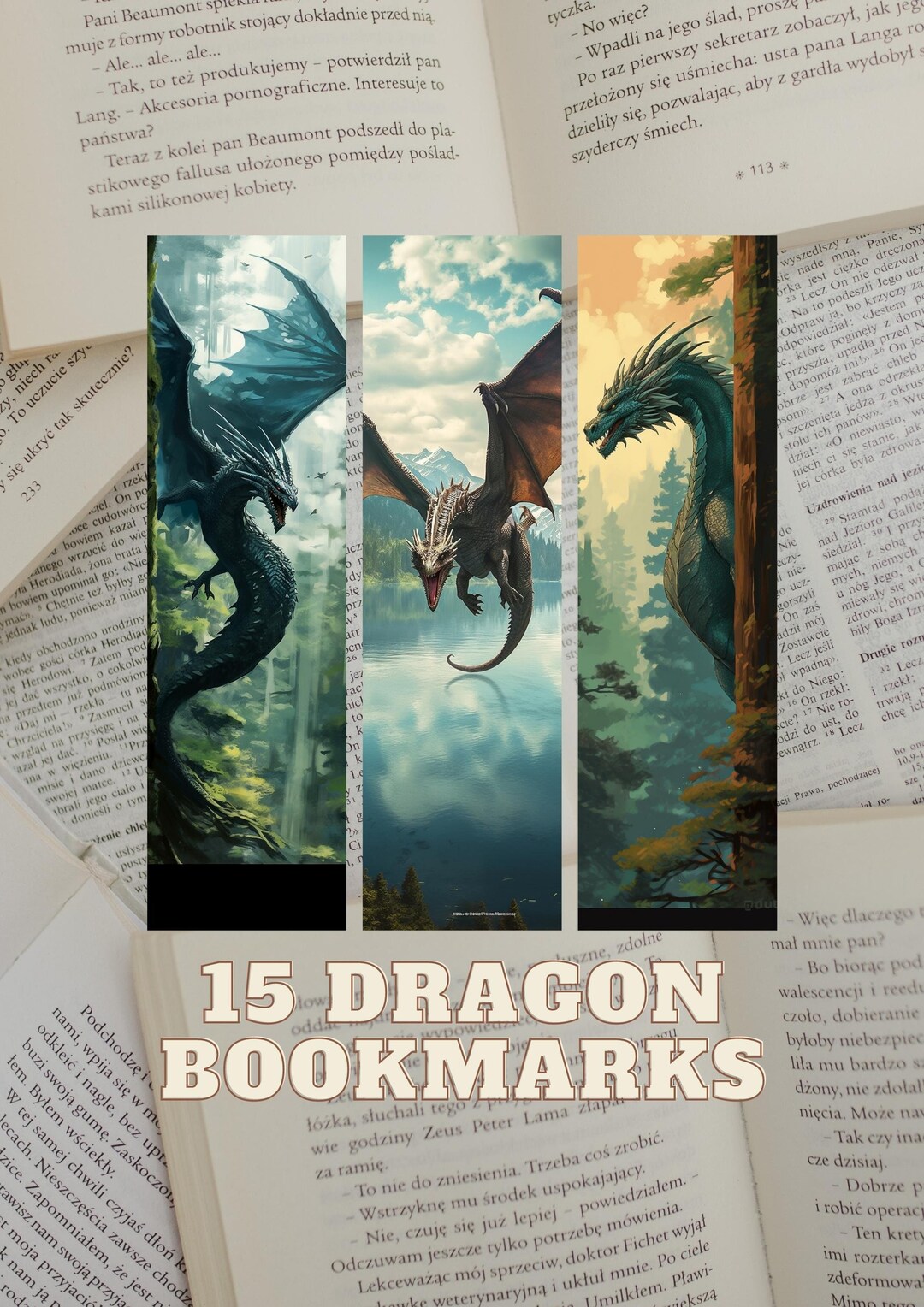15 Dragon Bookmarks - Marque Page, Instant Download, Bookmark Bundle ...